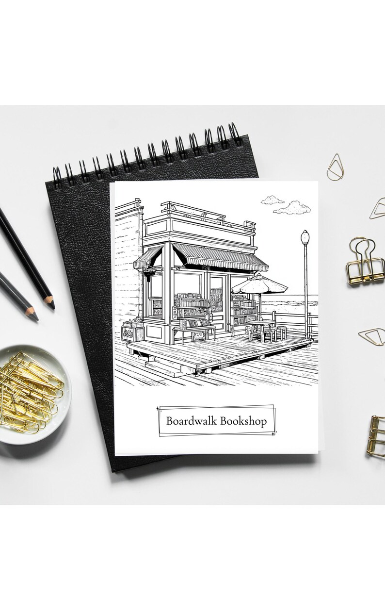 Boardwalk Bookshop Coloring Page - Digital Download for Immediate Use ...