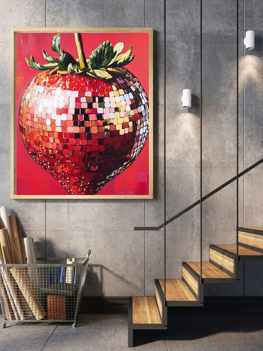 Strawberry Disco Ball Poster - Etsy