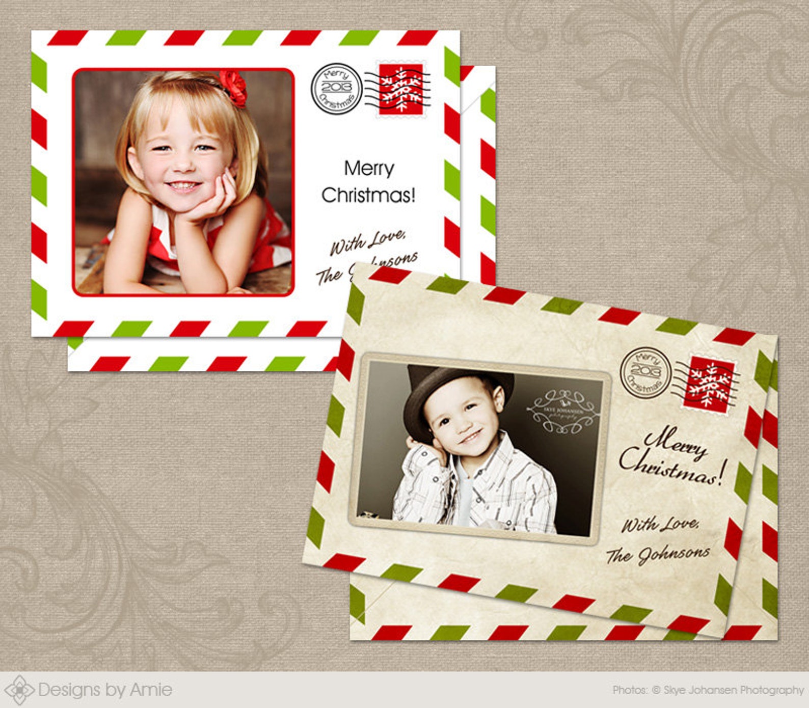 Christmas Mail Photo Christmas Holiday Card Template - Etsy
