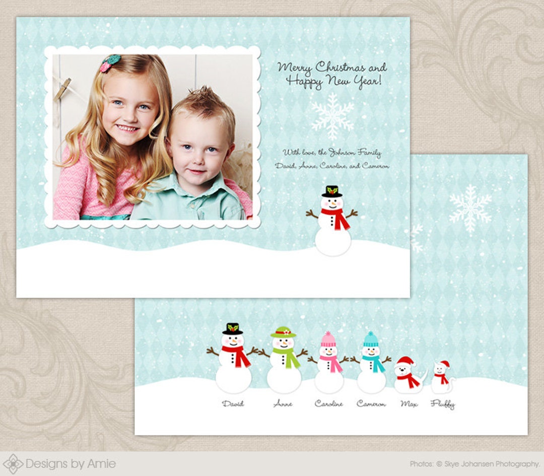 Personalized Snowman Family Photo Christmas Holiday Card - Etsy