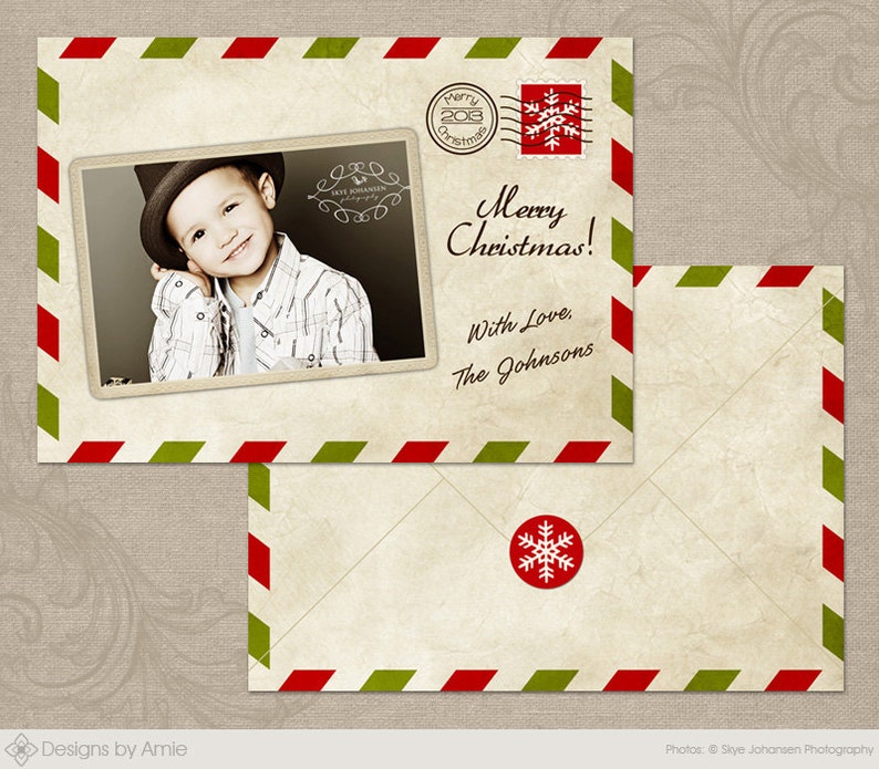 Christmas Mail Photo Christmas Holiday Card Template - Etsy