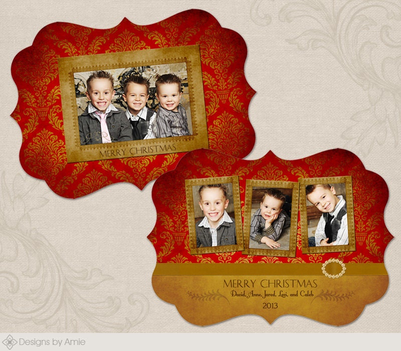 Keepsake Multi Photo Christmas Holiday Cards Set Elements | Etsy