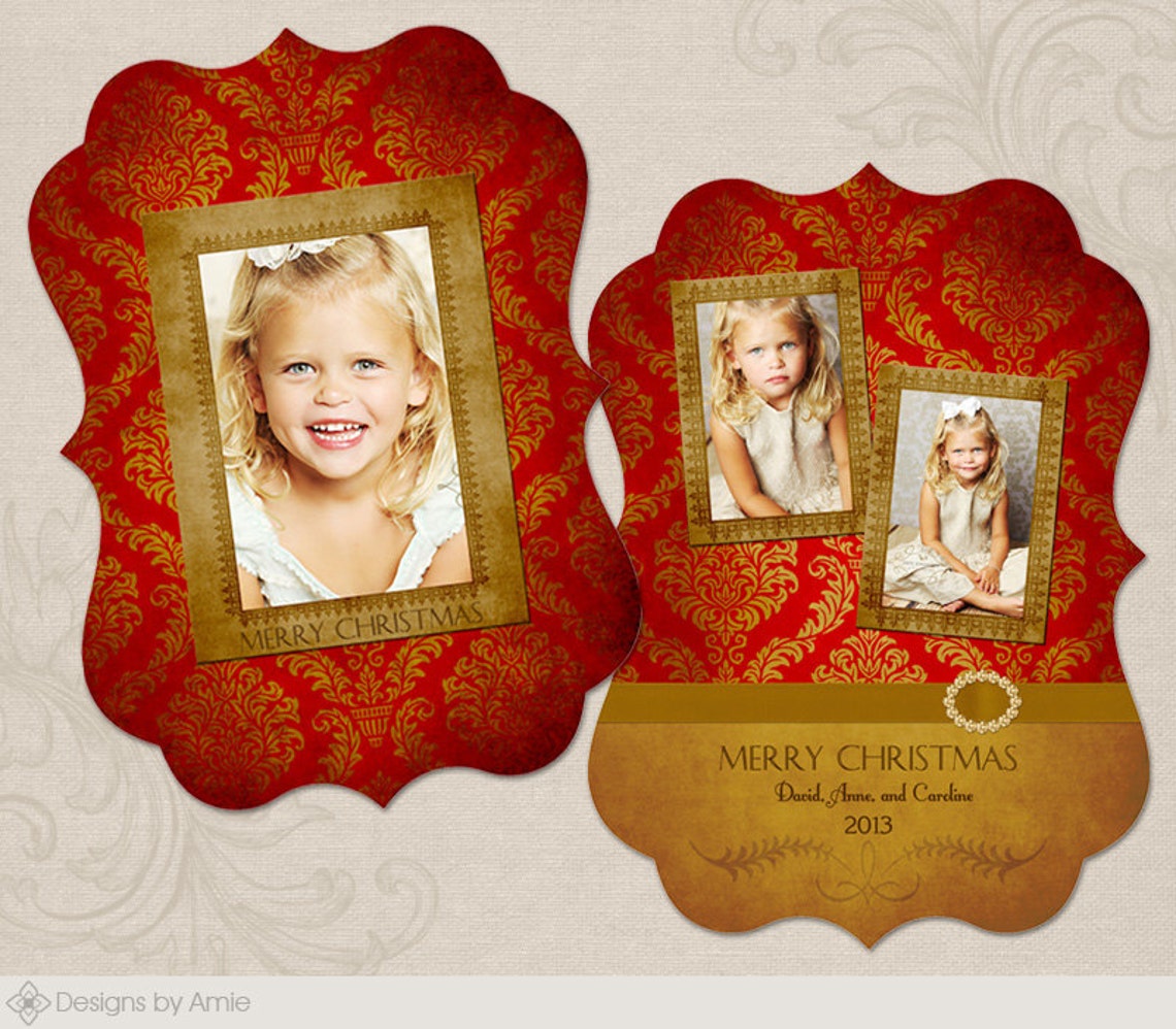 Keepsake Multi Photo Christmas Holiday Cards Set Elements - Etsy