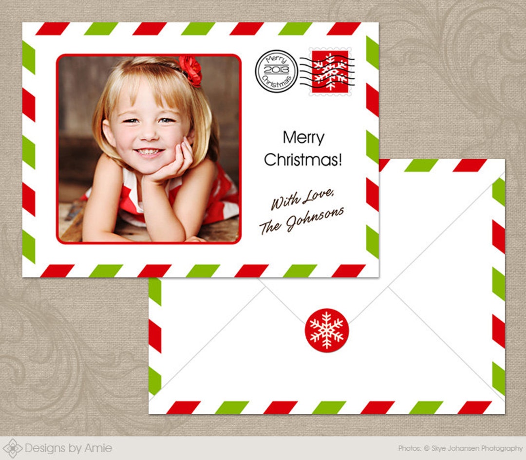 Christmas Mail Photo Christmas Holiday Card Template - Etsy