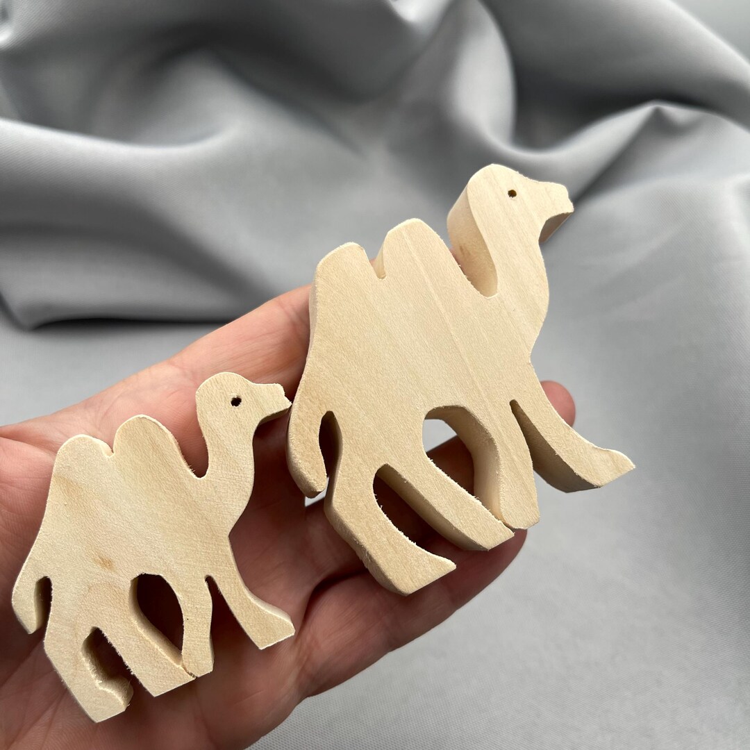 Unfinished Wooden Camel Cutout, DIY Craft Blank, Natural Animal Shape ...