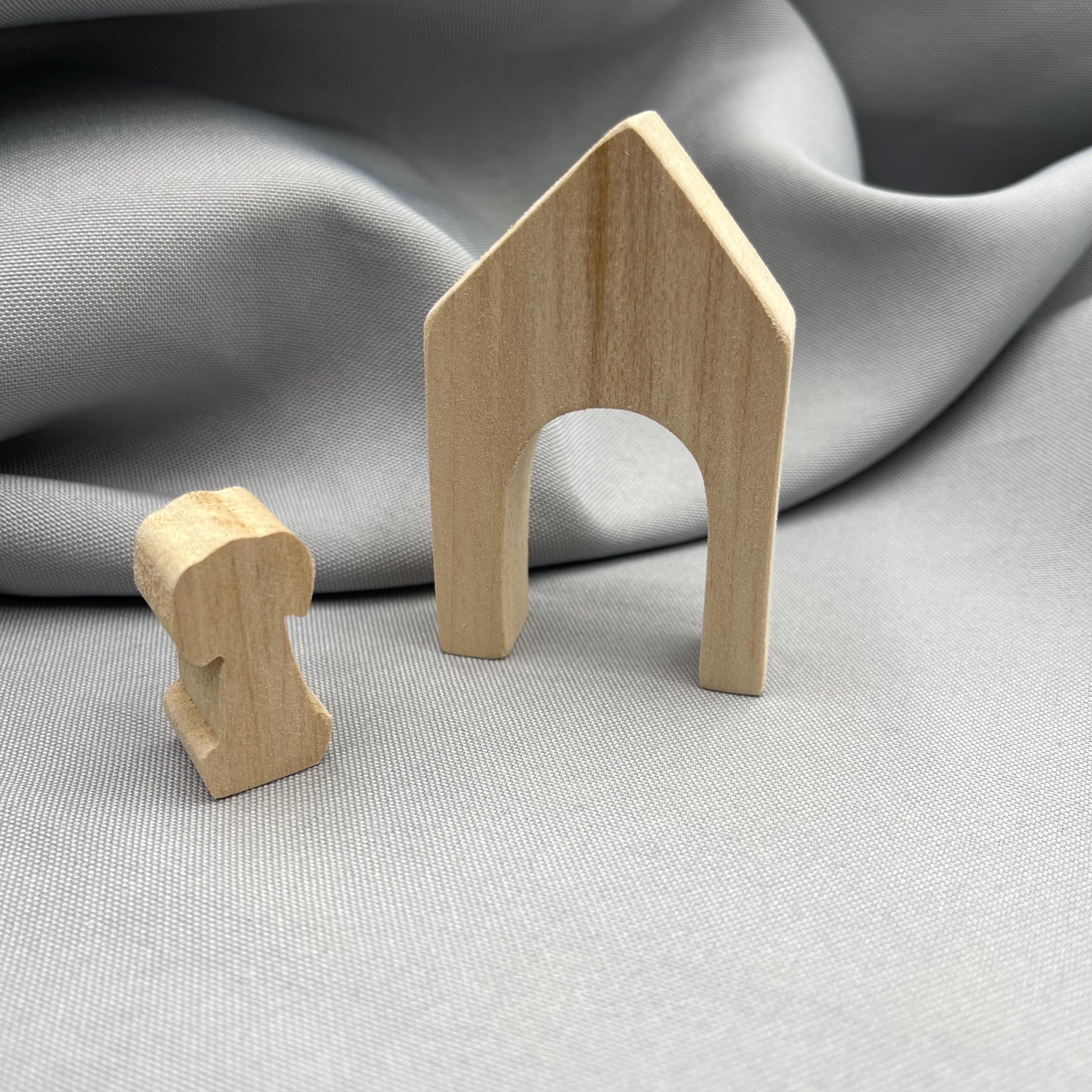 Natural Unfinished Wooden Dog and Doghouse, Rustic Craft Set for ...
