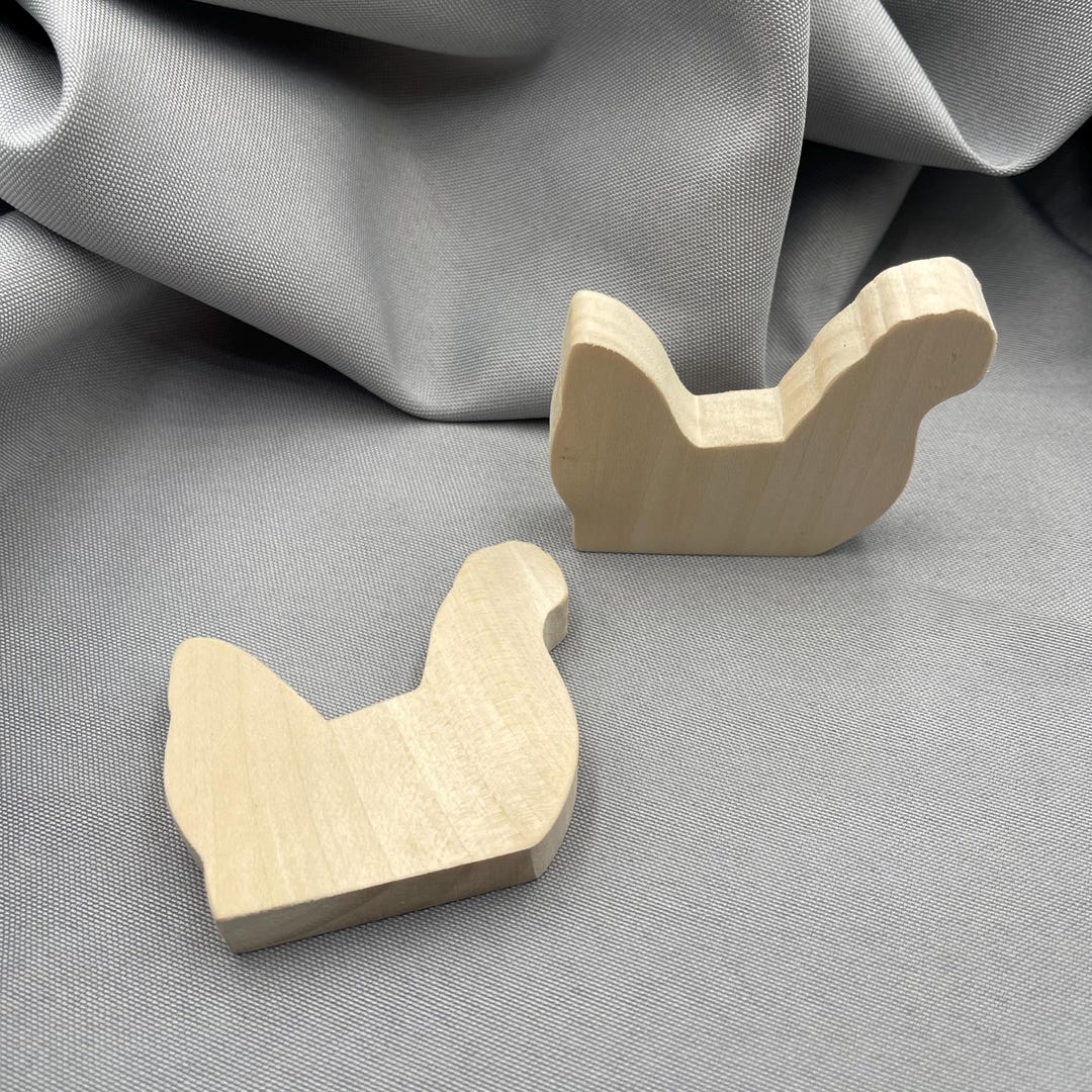 Set 2 Unfinished Sitting Chicken, Unpainted Wood Chickens, Wood Cutouts ...