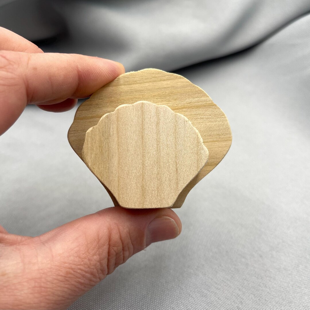Unfinished Wooden Seashell Cutout, DIY Craft Shape for Painting ...