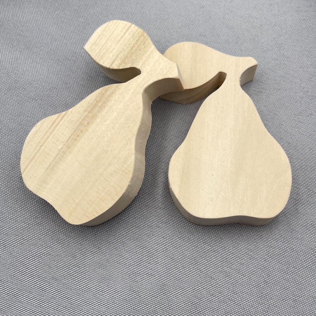 Unfinished Wooden Pear, Wooden Fruit Cutout, Pear Shape Wood Blank ...