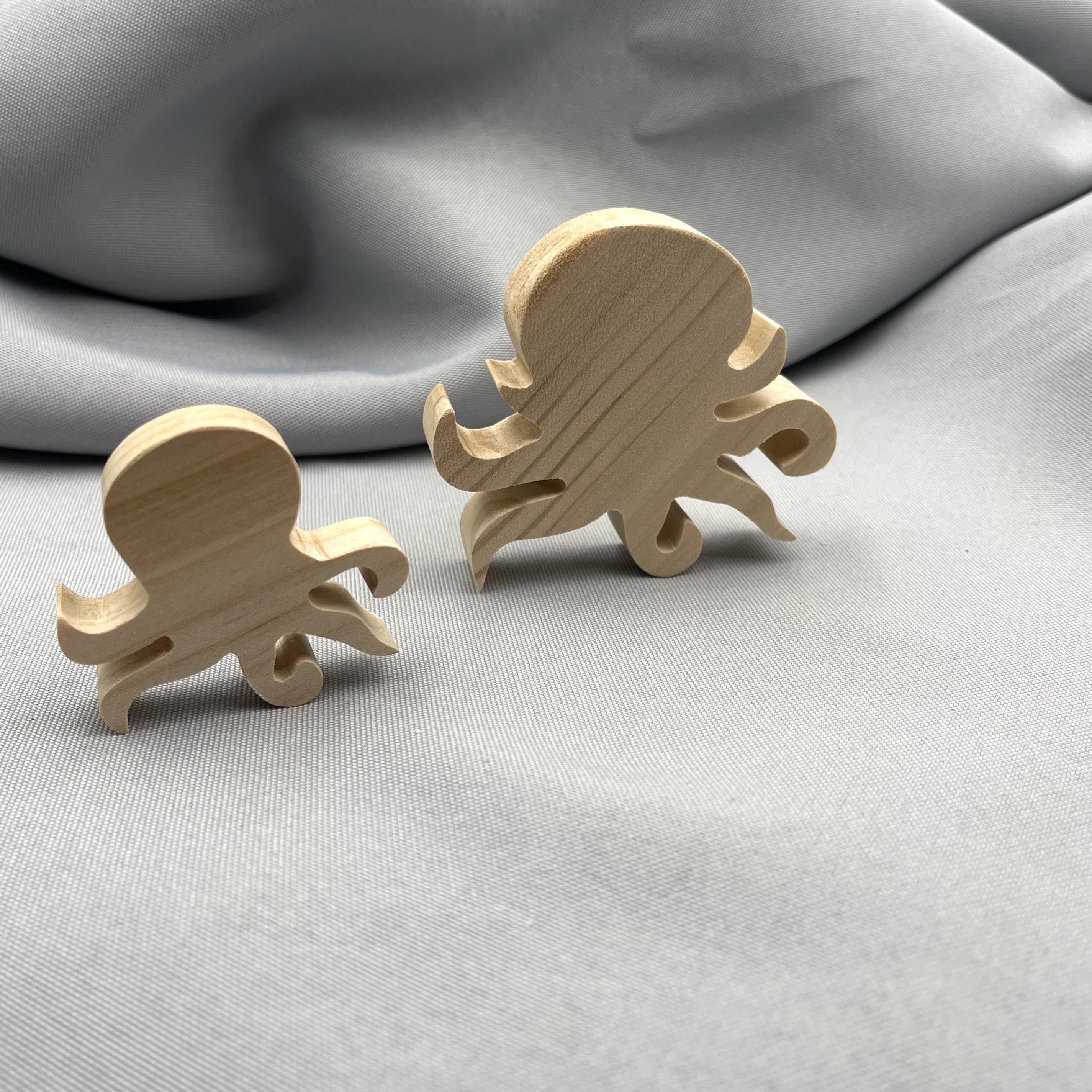 Unfinished Wooden Octopus Cutout, Natural Wood Sea Creature for Kids ...
