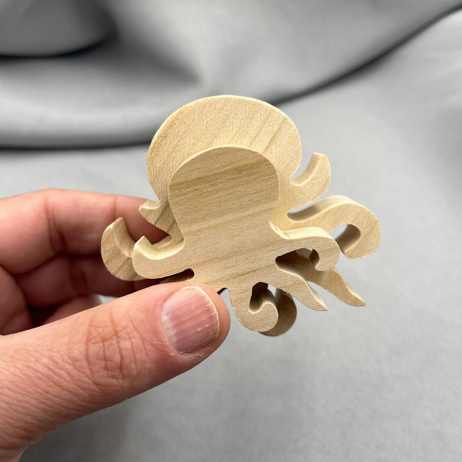 Unfinished Wooden Octopus Cutout, Natural Wood Sea Creature for DIY ...