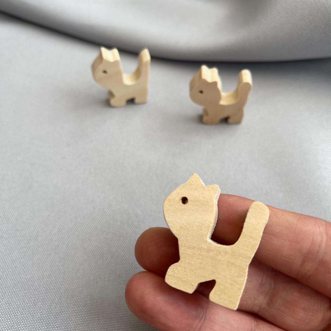 Unfinished Wooden Cats Cutout, Craft Supplies, Mini Small Cat, Wood ...