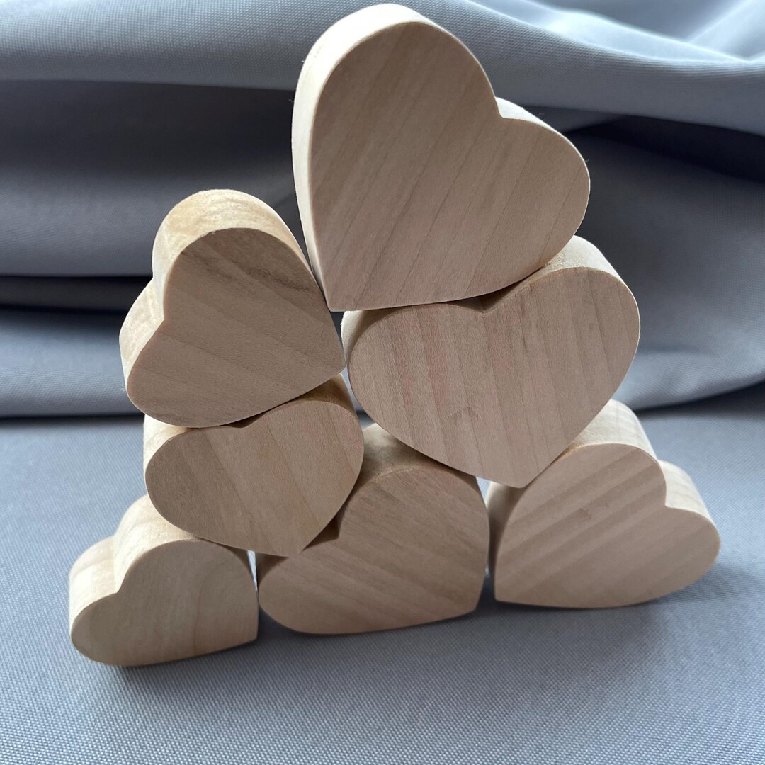 Wooden Hearts for Crafts, Blank Standing Unfinished, Heart to Paint ...