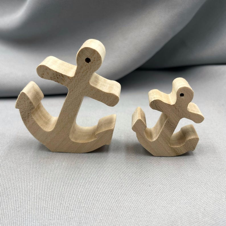 Unfinished Anchor Shape, Wooden Small DIY Craft for Kids, Coastal ...