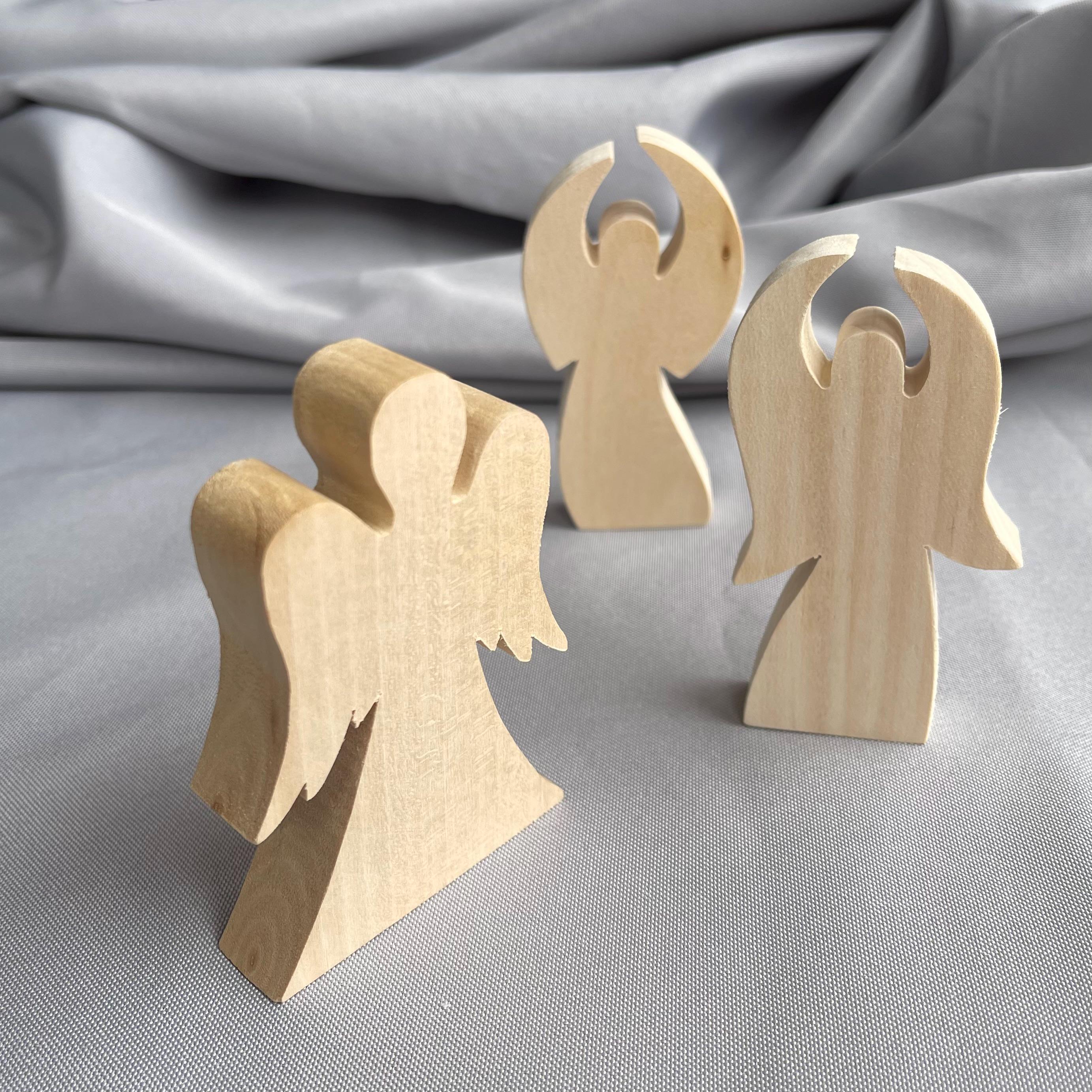 Wooden Unfinished Mini Angel Cutout 3 Options, Rustic Figurine, Think ...