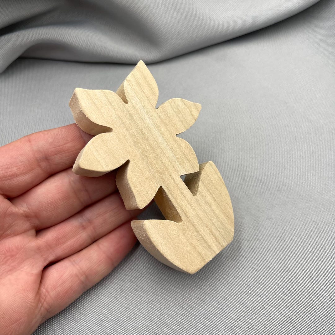 Unfinished Daisy Flower, Unpainted Floral Decor, Standing Wooden Bloom ...