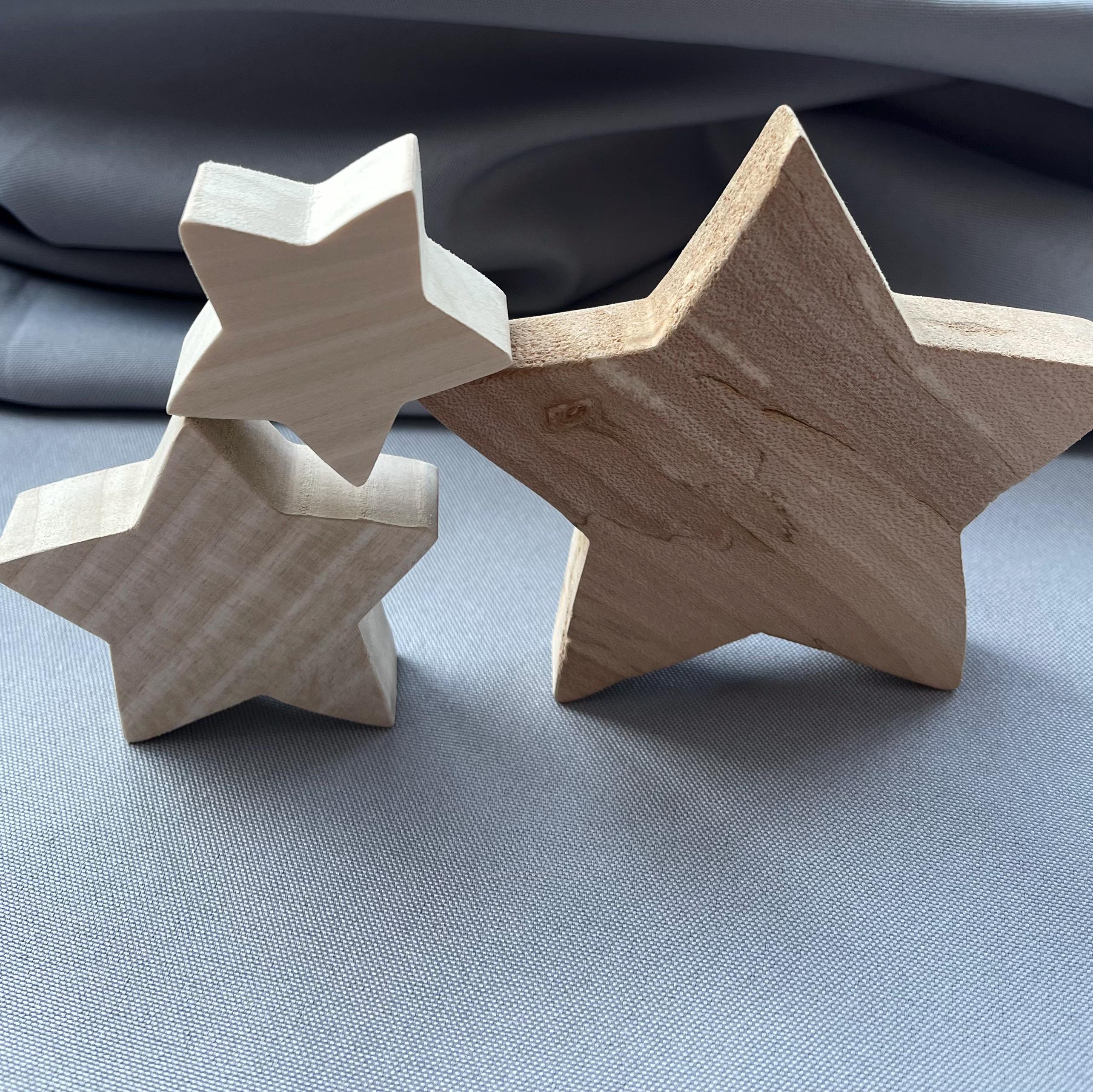 Wooden Assorted Unfinished Star, Cutout Free Standing Star 3 Size ...