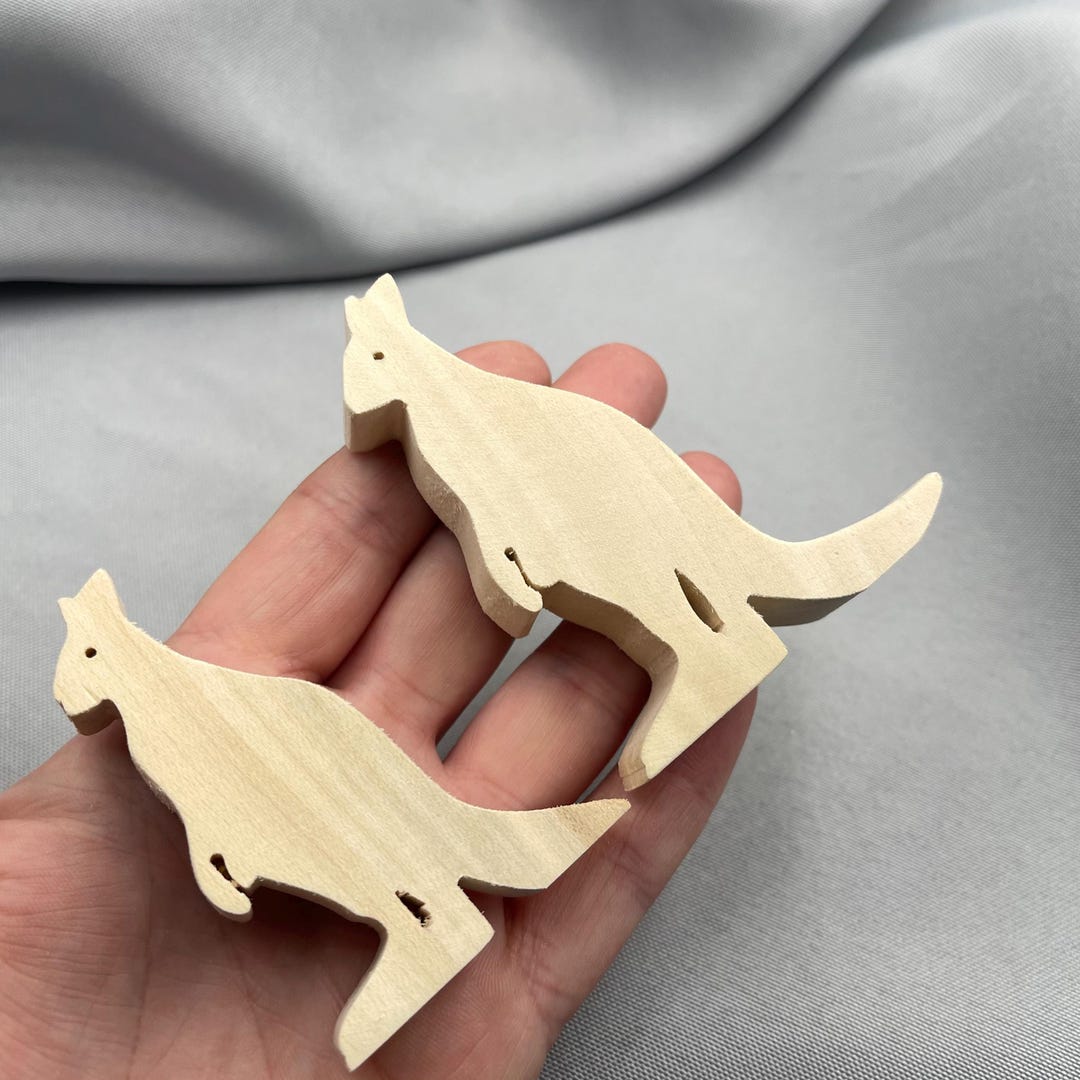 Unfinished Standing Kangaroo, Wood Small Blank Animal Cutout, Craft ...