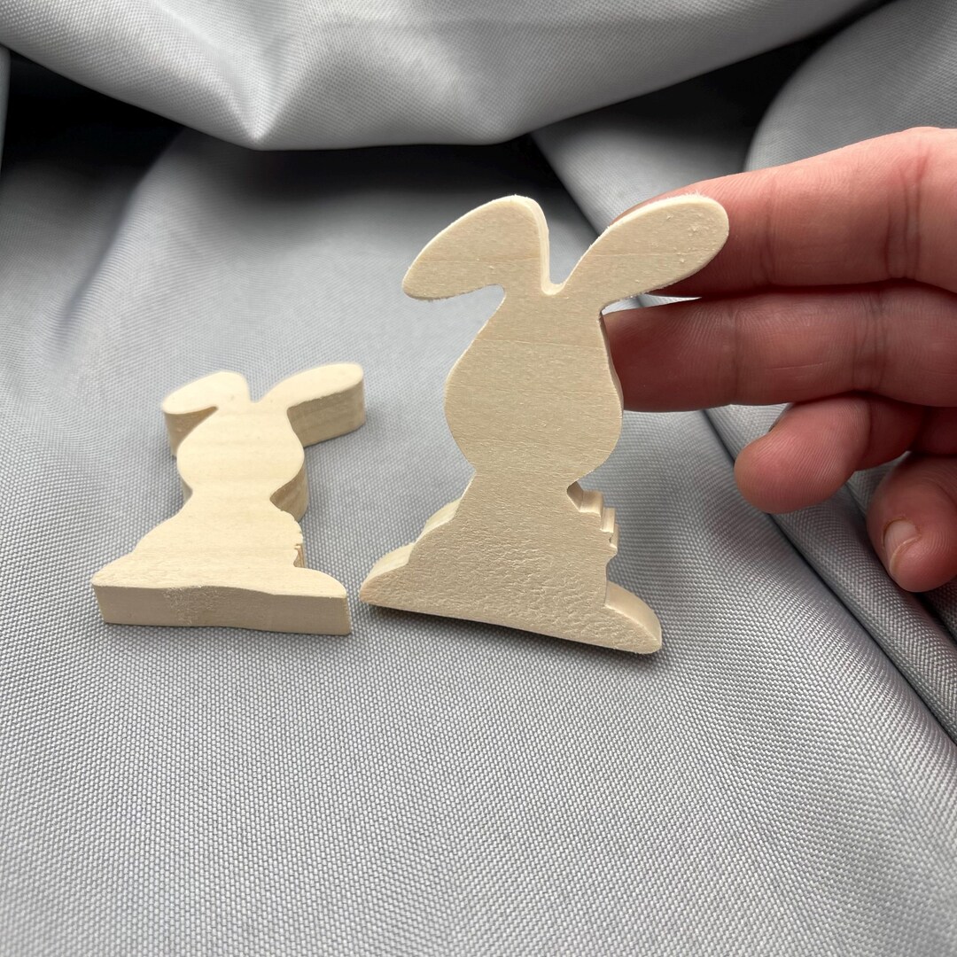 Unfinished Wood Rabbit, Cut Out Easter Bunny, Rustic Farmhouse Tray ...