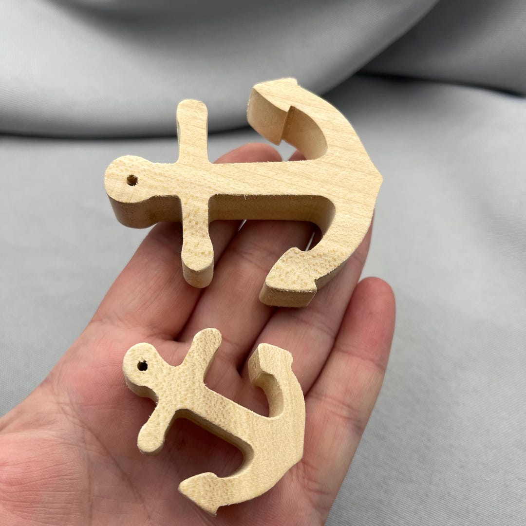 Unfinished Anchor Shape, Wooden Small DIY Craft for Kids, Coastal ...