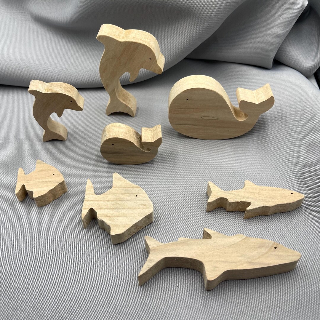 Unfinished Fish Set Sea Theme Decor, Wood Blank Ocean Animal DIY Craft ...