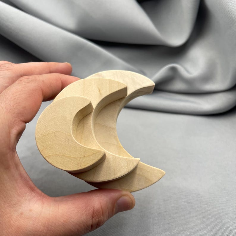 Unfinished Crescent Moon Cutout, Multiple Sizes, Wooden Blank Ornament ...