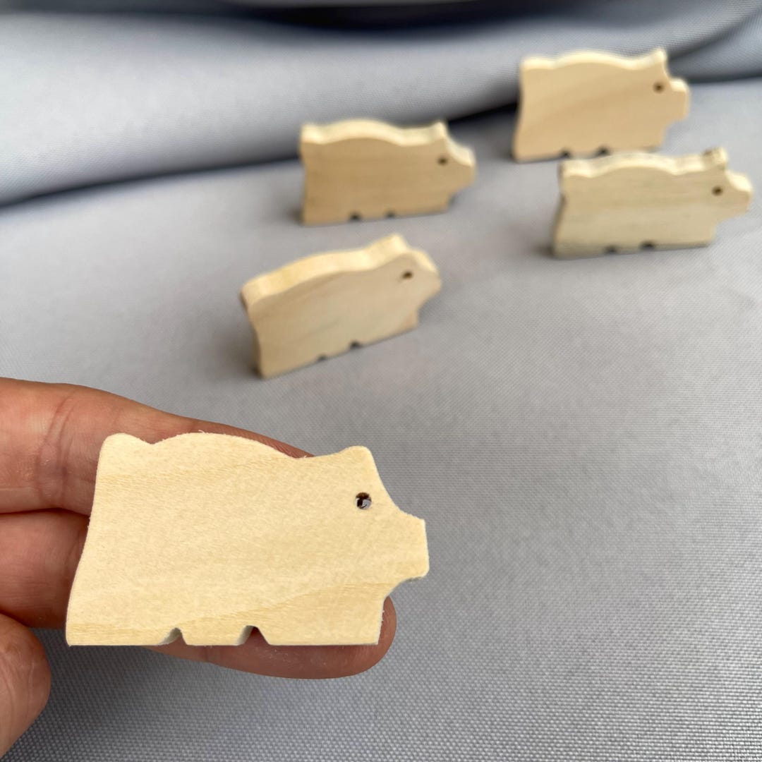 Wood Blank Pig Form Porch Animal, Wood Pig Family, Standing Pig Cutout ...