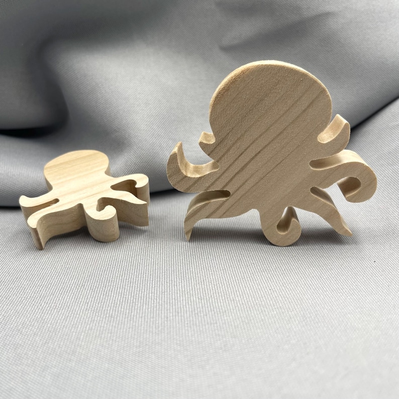 Unfinished Wooden Octopus Cutout, Natural Wood Sea Creature for DIY ...
