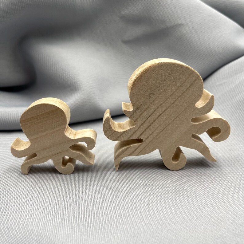 Unfinished Wooden Octopus Cutout, Natural Wood Sea Creature for DIY ...
