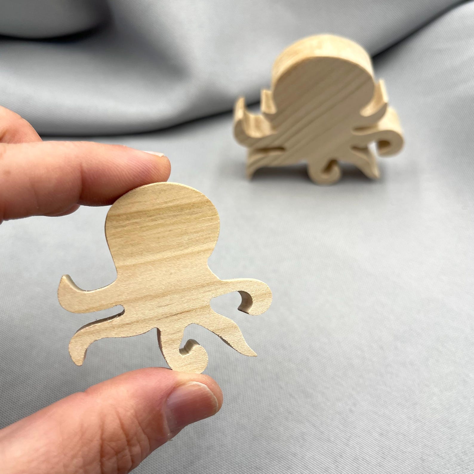 Unfinished Wooden Octopus Cutout, Natural Sea Creature for Kids DIY ...