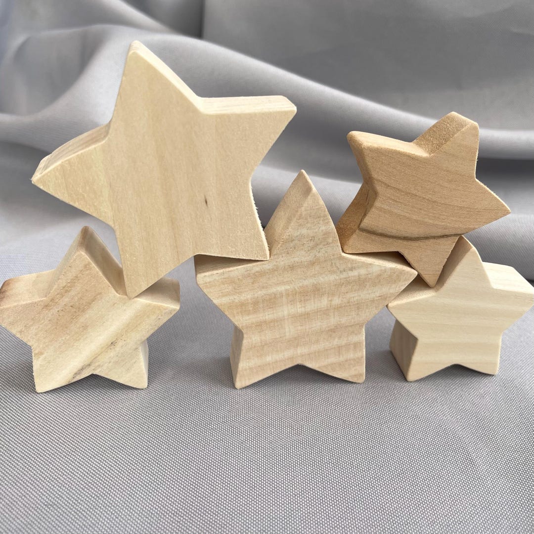 Wood Unfinished Stars Cut Out 2 Size, Standing Wooden Star Ready to ...
