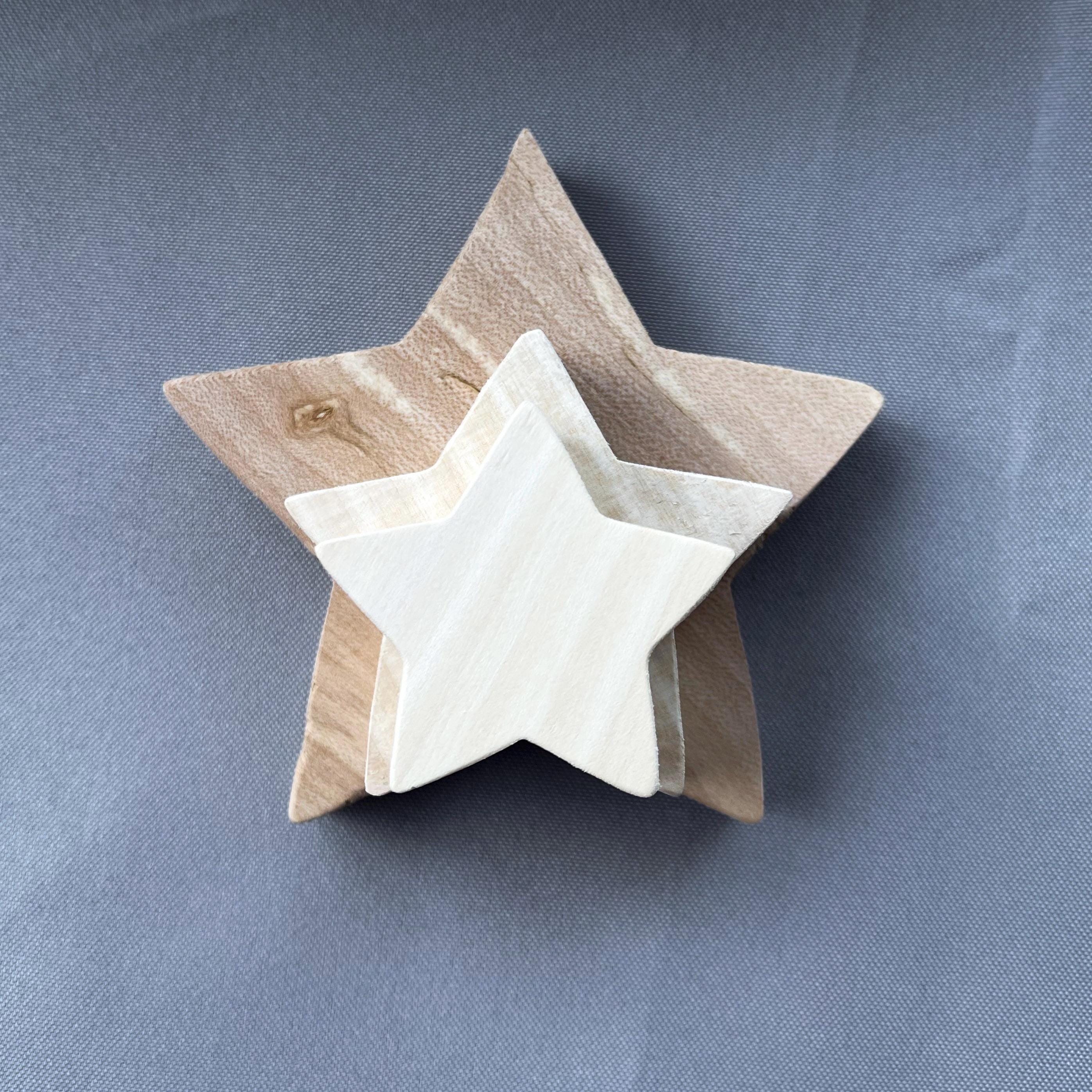 Wooden Assorted Unfinished Star, Cutout Free Standing Stars 3 Size ...
