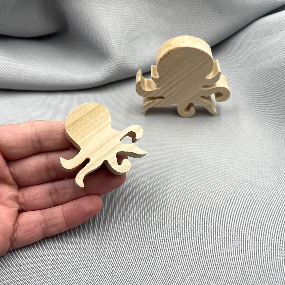 Unfinished Wooden Octopus Cutout, Natural Wood Sea Creature for DIY ...