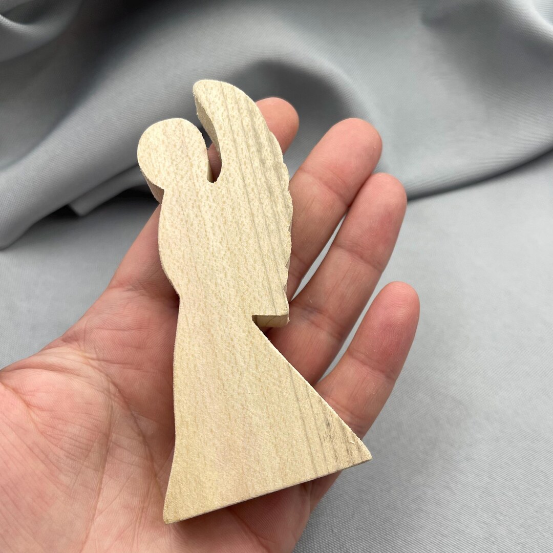Unfinished Small Wood Angel Figurine, DIY Craft Blank, Angel Cutout for ...