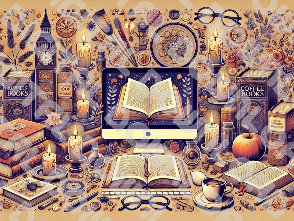 Cozy Book Lover Desktop Wallpaper | Bookish Aesthetic Digital Download ...