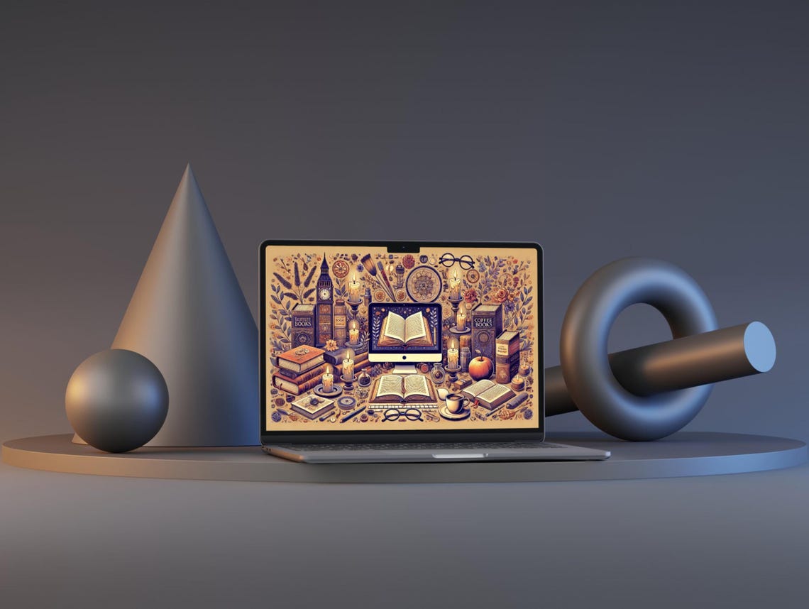 Cozy Book Lover Desktop Wallpaper | Bookish Aesthetic Digital Download ...