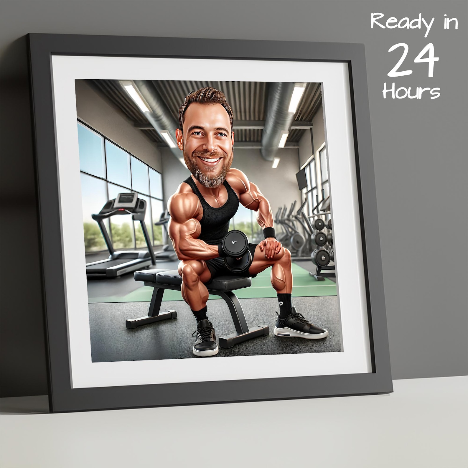 Custom Gym Cartoon Portrait | Personalized Fitness Trainer Caricature ...