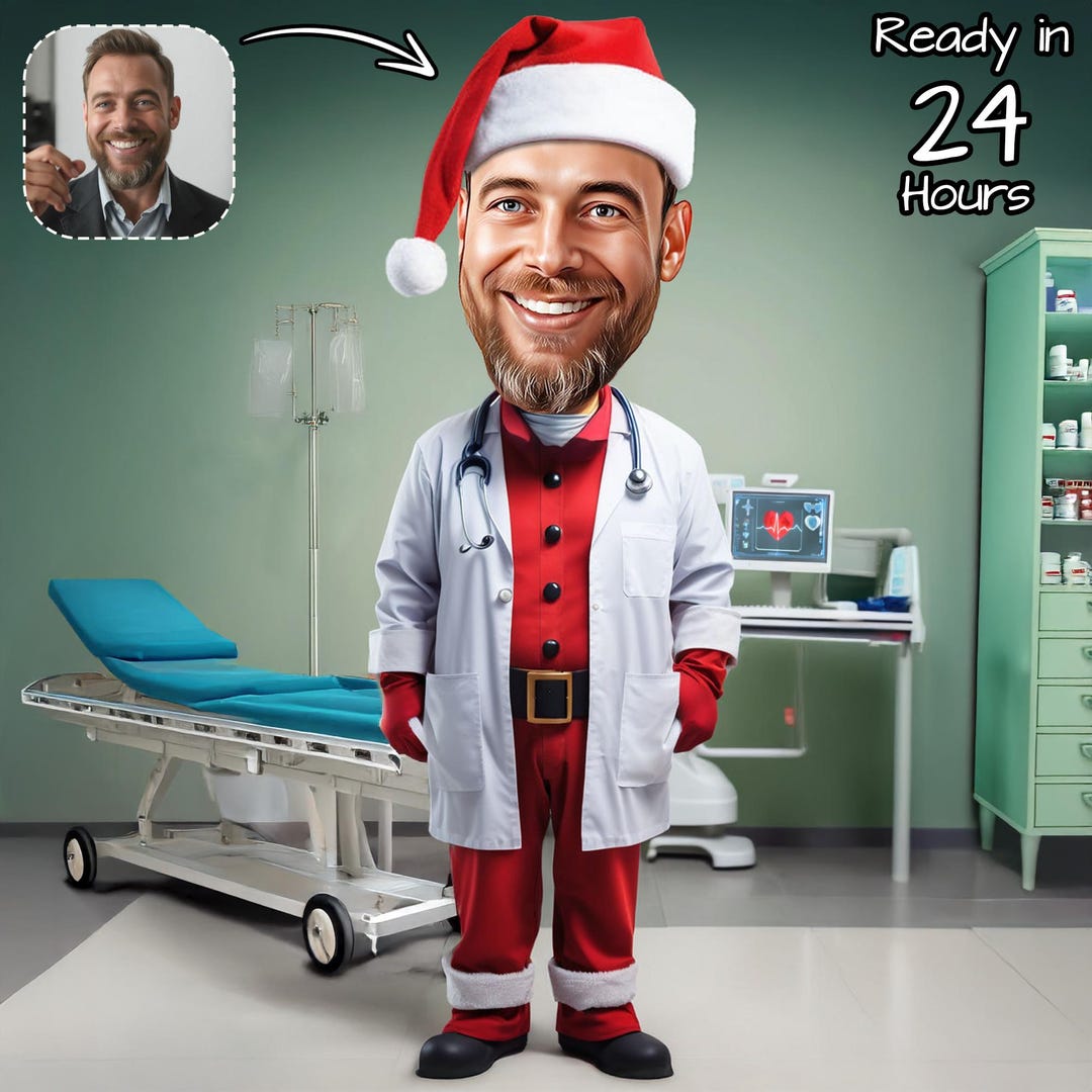 Custom Santa Doctor Caricature Christmas Doctor Cartoon Santa Doctor ...