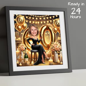 Custom 60th Cartoon Portrait | 60th Caricature | Personalized Happy ...