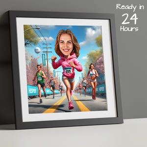 Custom Runner Cartoon Portrait | Personalised Runner Caricature ...