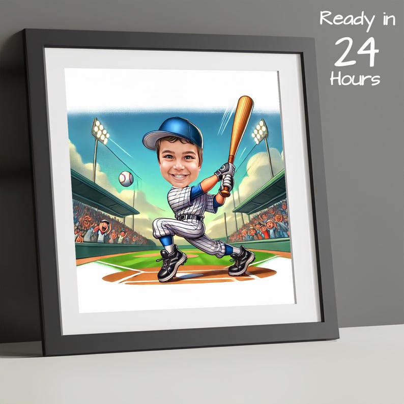 Custom Baseball Player Caricature Portrait | Personalized Baseball ...