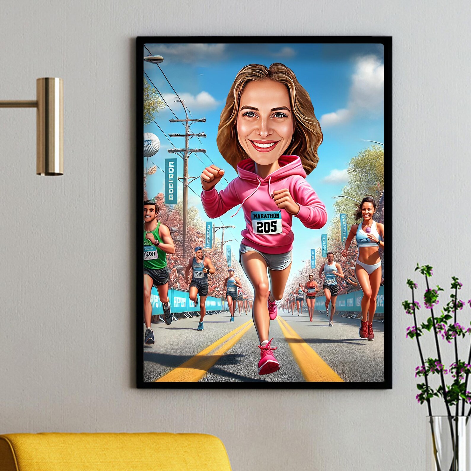 Custom Runner Cartoon Portrait | Personalised Runner Caricature ...