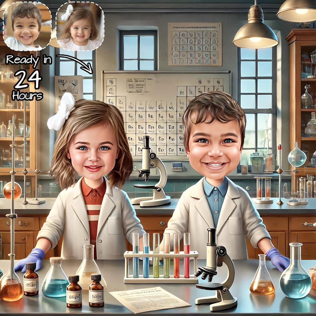 Custom Scientist Caricature Portrait | Personalized Science Cartoon ...