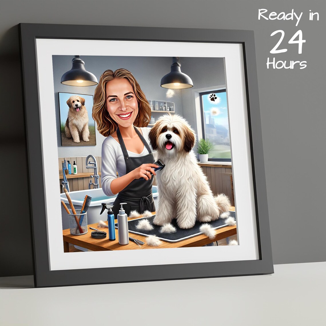 Custom Dog Groomer Cartoon Portrait Personalized Goomer Caricature ...
