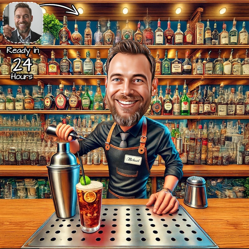 Caricature Bartender - Etsy