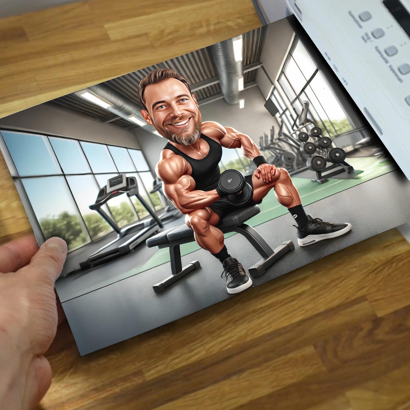 Custom Gym Cartoon Portrait | Personalized Fitness Trainer Caricature ...