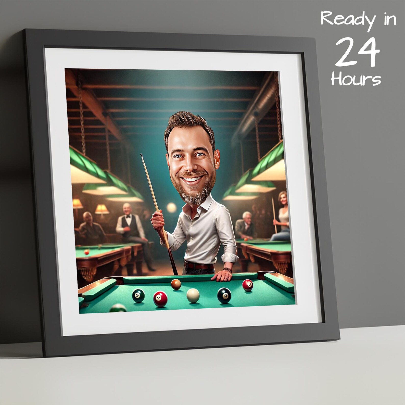 Custom Pool Player Cartoon Portrait | Personalized Billiards Player ...