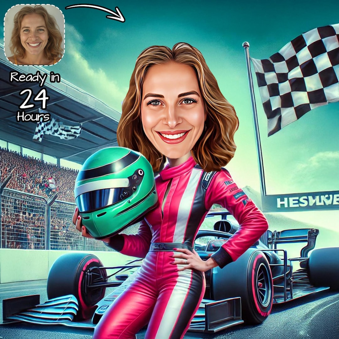 Custom Formula 1 Cartoon Portrait | Personalized Formula 1 Caricature ...