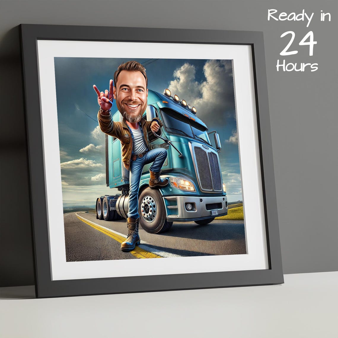 Custom Truck Driver Cartoon Portrait | Personalized Truck Driver ...