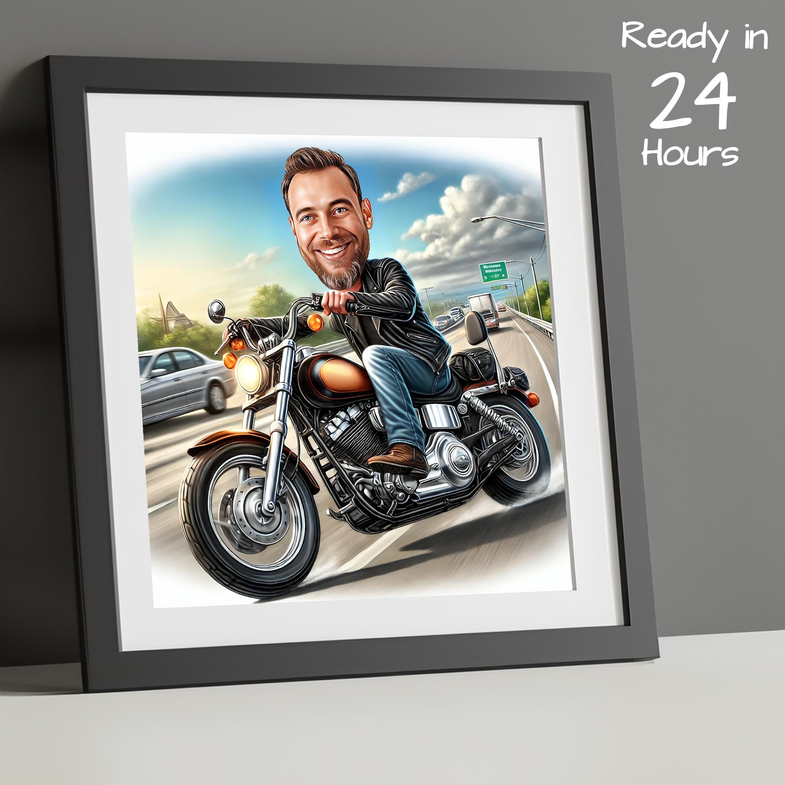 Custom Biker Portrait | Personalized Motorcycle Caricature Drawing ...
